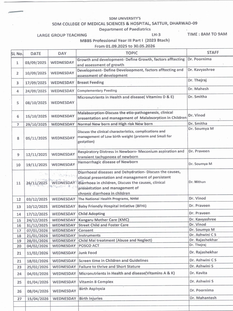 Phase III Part I Theory Class Time Table (2023 Batch) - 1 | PDF