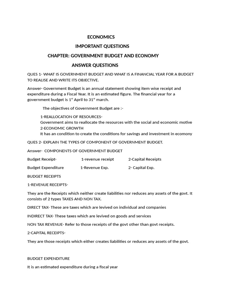 Government Buget Economics | PDF