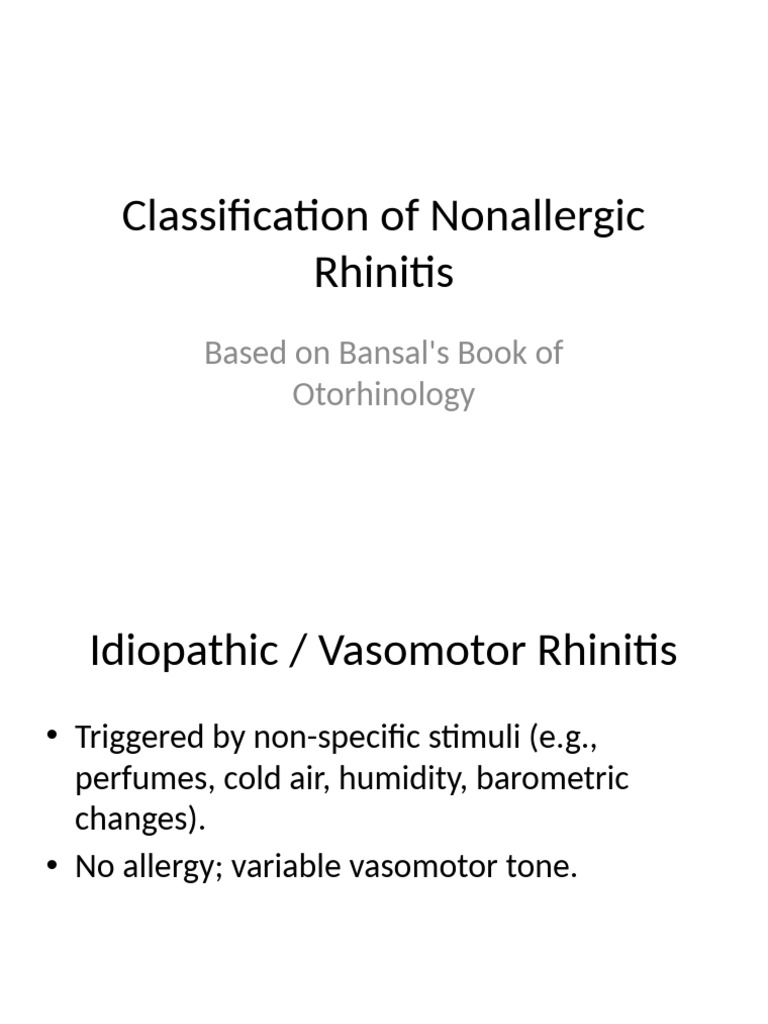Types of Nonallergic Rhinitis Explained | PDF