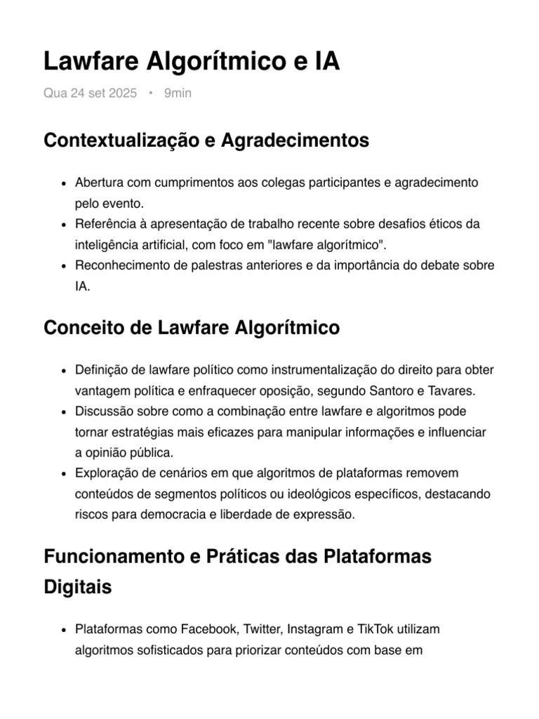 Lawfare Algorítmico e Desafios Éticos | PDF