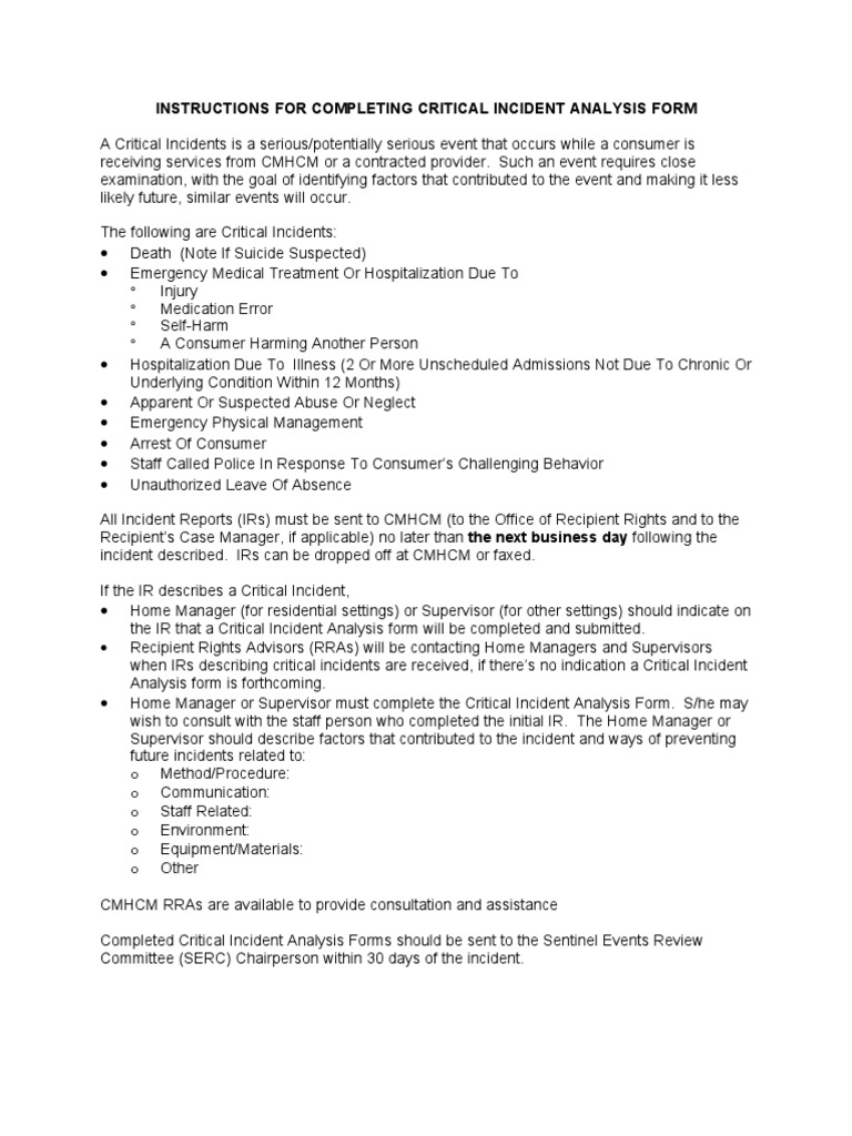 Critical Incident Analysis | PDF | Self Harm | Health Care