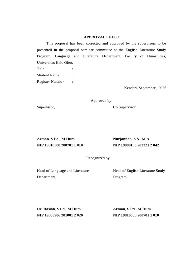 Approval Sheet Proposal | PDF