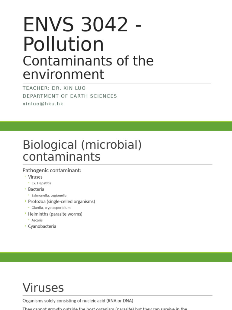 7.contaminants of The Environments + Contaminant Transport - Sep 29 ...