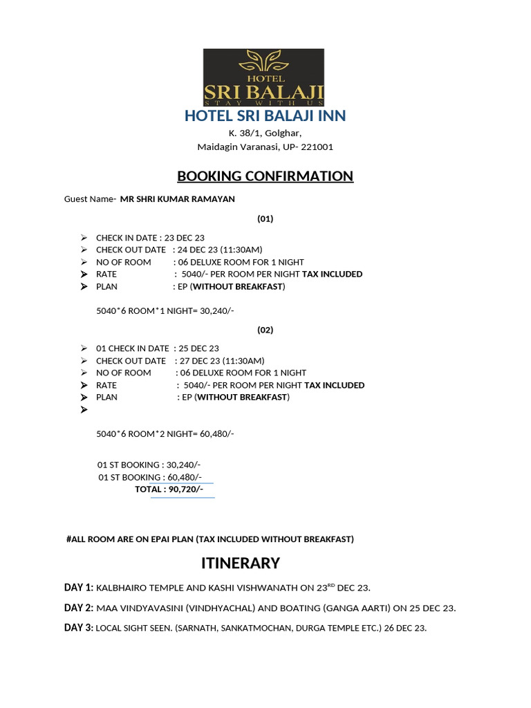 Booking Confirmation | PDF
