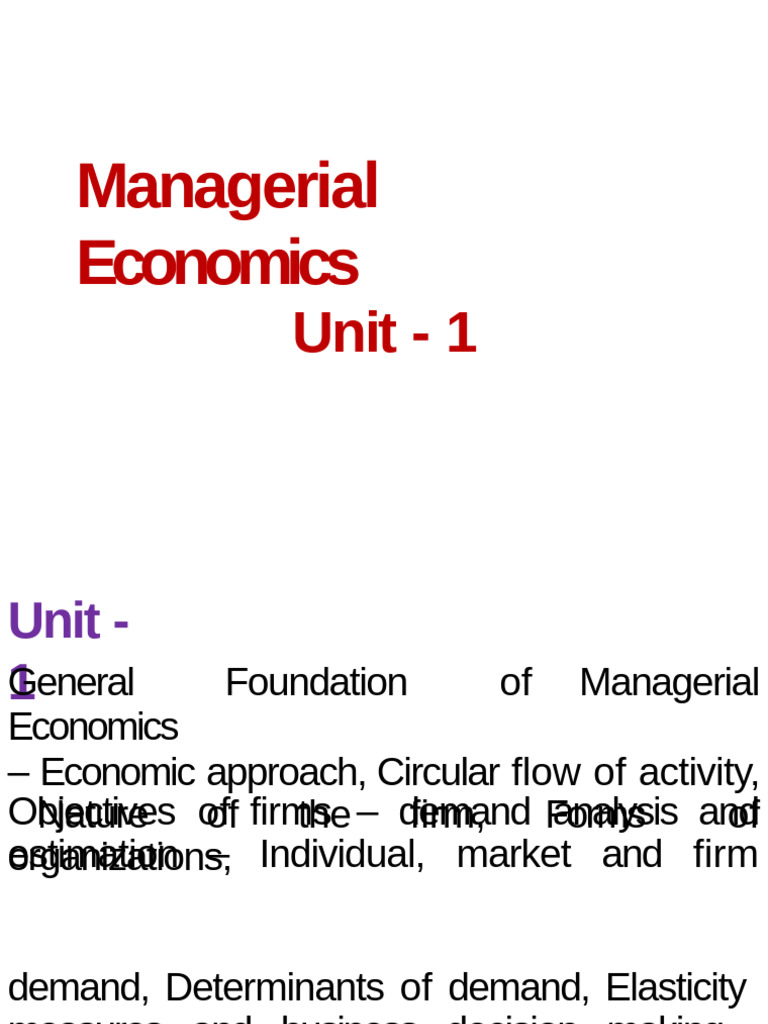 Managerial Economics Part One | PDF | Elasticity (Economics) | Demand