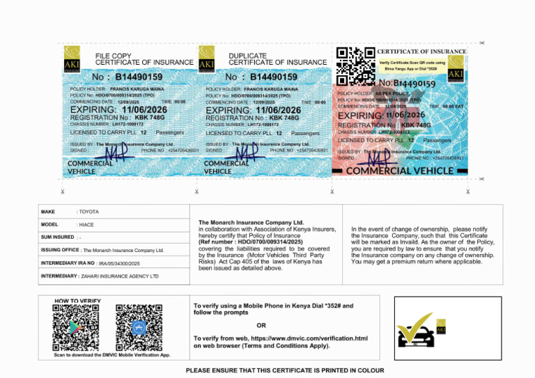 KBK 747g-Annual Extension | PDF | Insurance | Vehicles