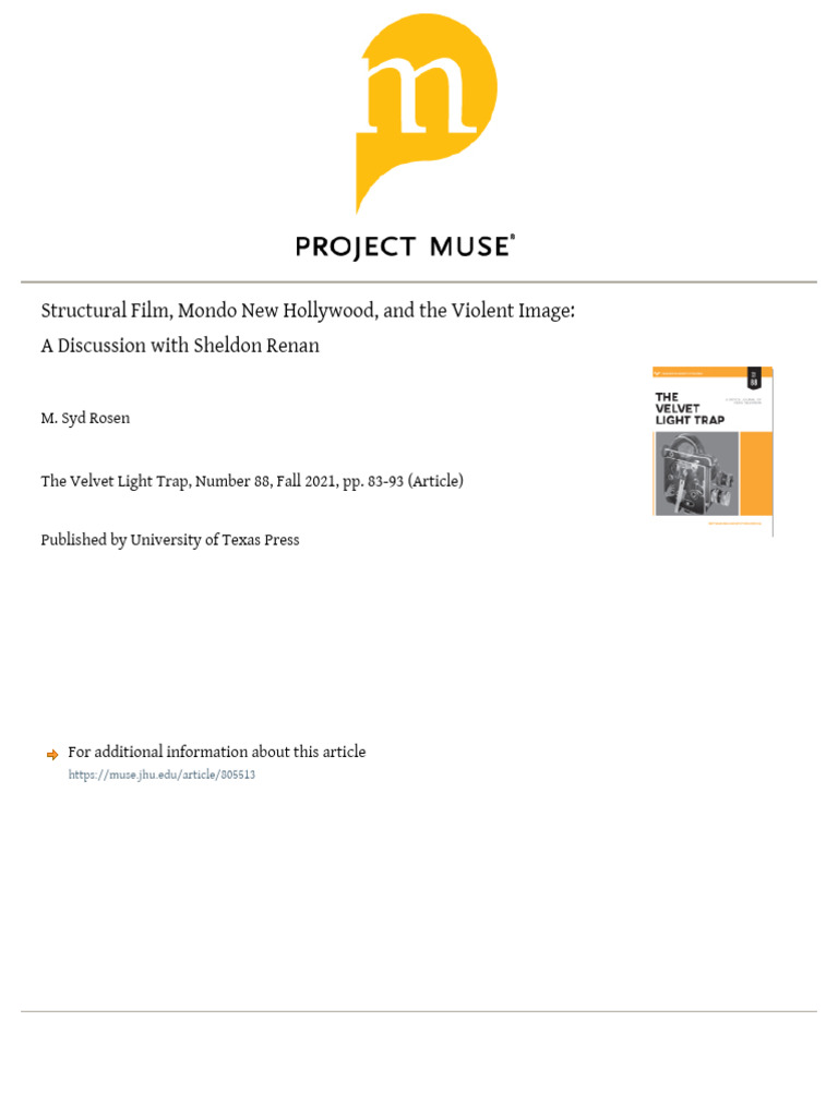 Rosen - Structural Film, Mondo New Hollywood, and The Violent Image - A ...