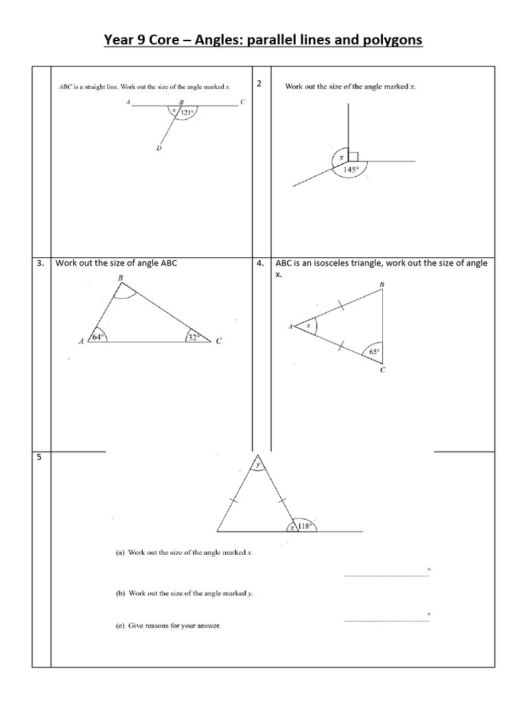 Year 9 Angles: Polygons & Parallel Lines | PDF