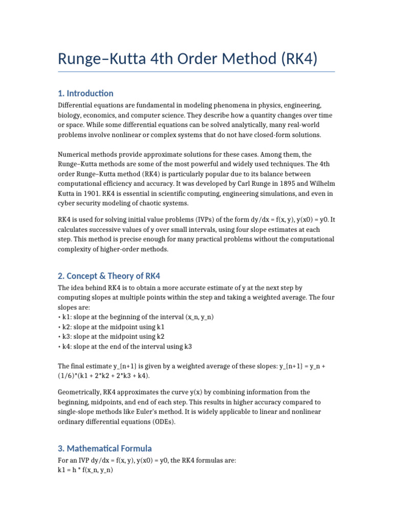 Runge Kutta 4th Order Assignment Expanded Full | PDF | Applied ...
