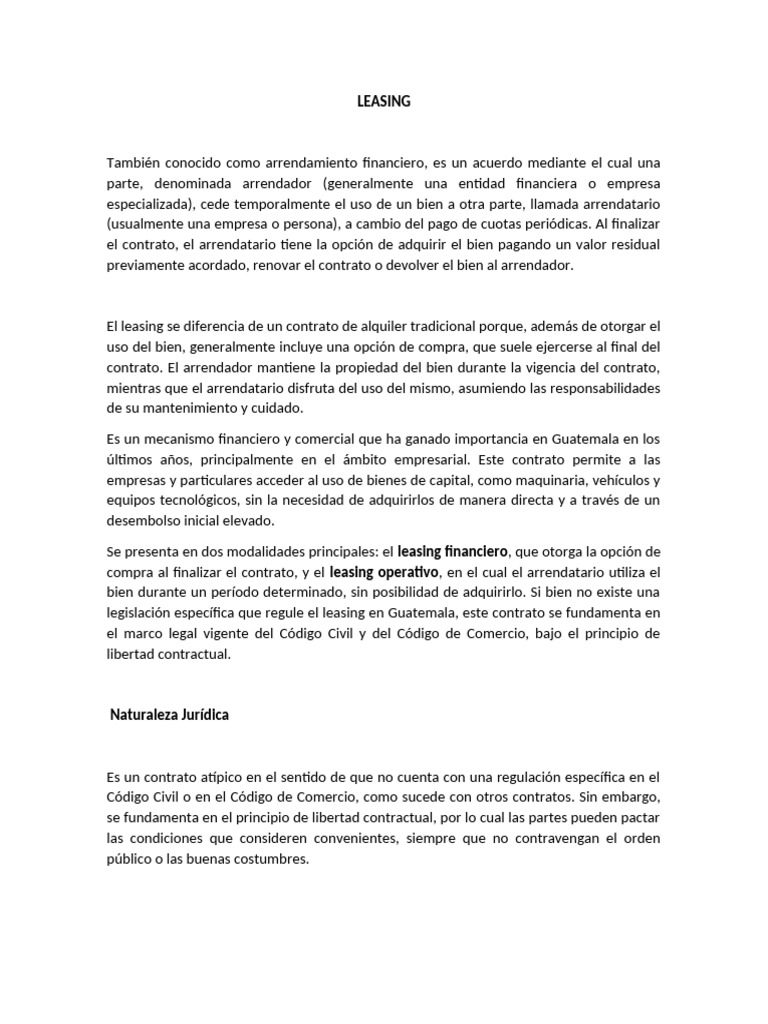 Guía Completa sobre Leasing en Guatemala | PDF | Economias | Business