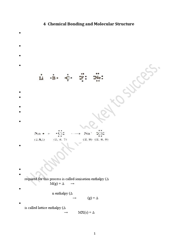 Unit 4 - Chemical Bonding & Molecular Structure | PDF | Molecular ...