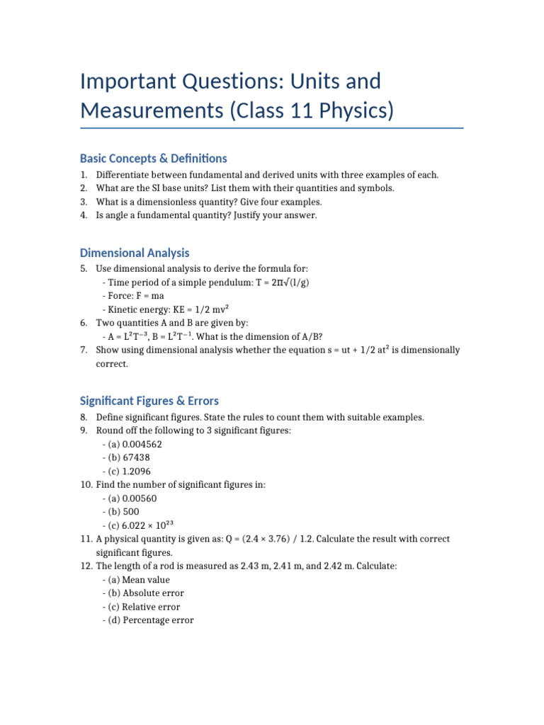 Units and Measurements in Physics | PDF