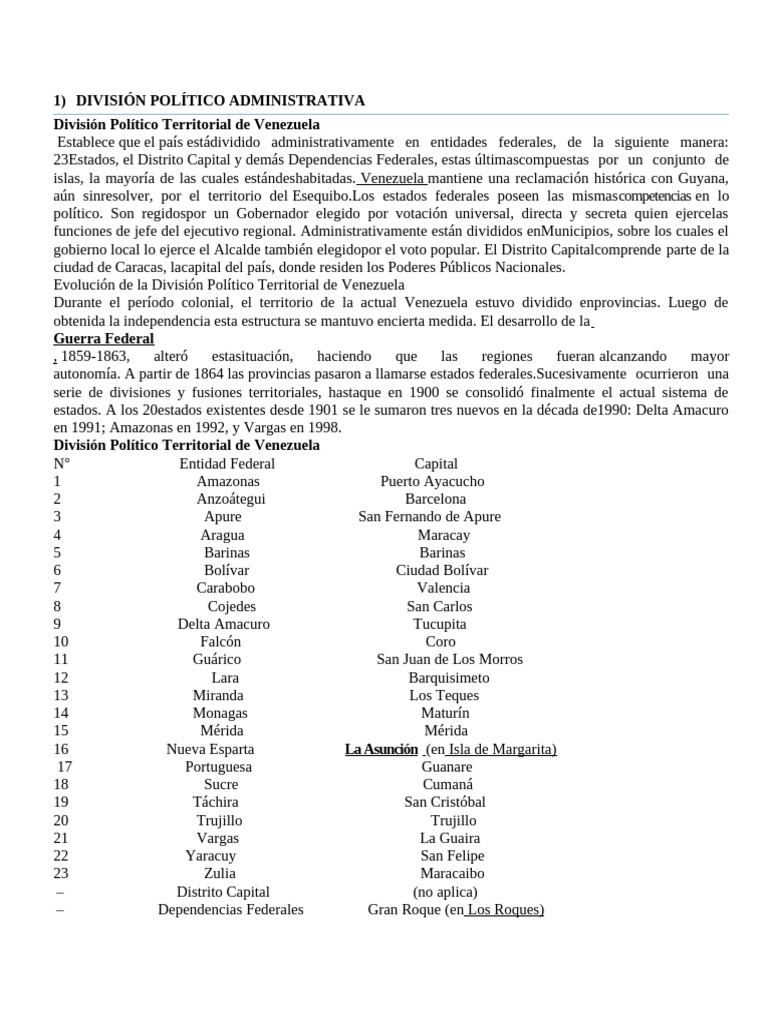 División Político Administrativa de Venezuela | PDF | Venezuela