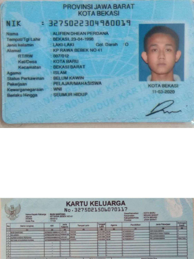 KTP, Kartu Keluarga, NPWP | PDF