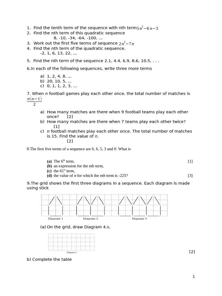 Sequence and Probability Problems | PDF | Mathematics