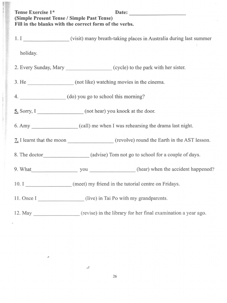 P5 LMC 1st Term Worksheet (Simple Present Tense: Simple Past Tense) | PDF