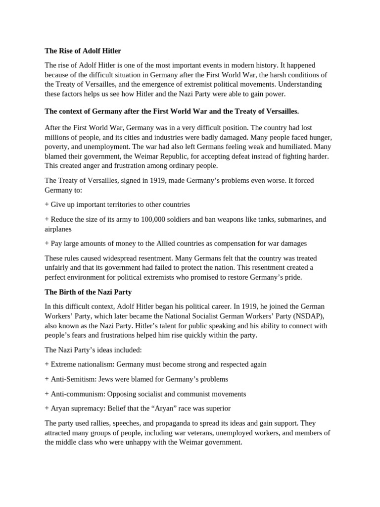 The Rise of Adolf Hitler.hiển | PDF | Weimar Republic | Nazi Party