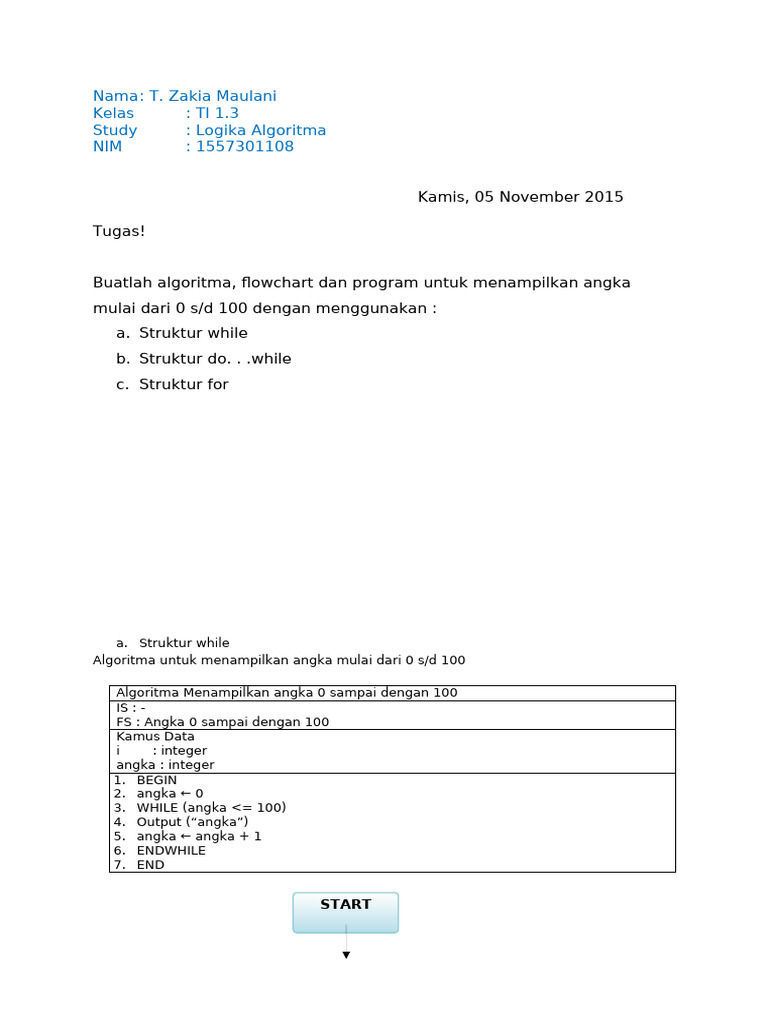 Tugas Algoritma While Do While For | PDF