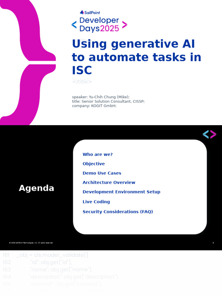 SailPoint-DeveloperDays2025-Gen-AI Automate Tasks in ISC | PDF ...