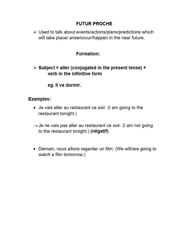 Understanding Futur Proche in French | PDF
