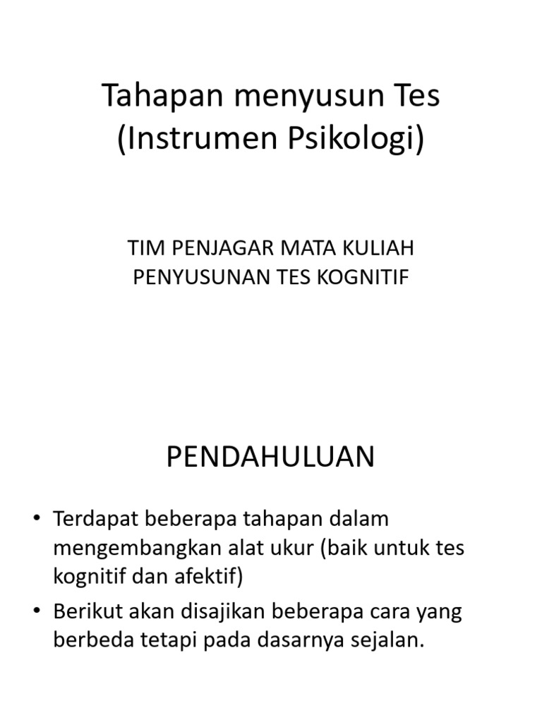 Tahapan Penyusunan Tes Psikologi | PDF