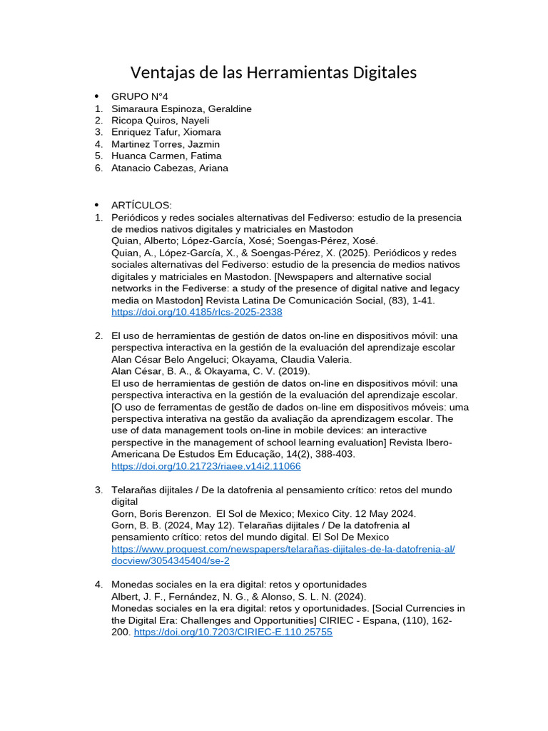 Ventajas de Las Herramientas Digitales. | PDF