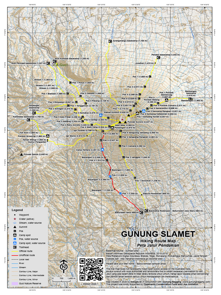 Peta Jalur Pendakian Gunung Slamet | PDF