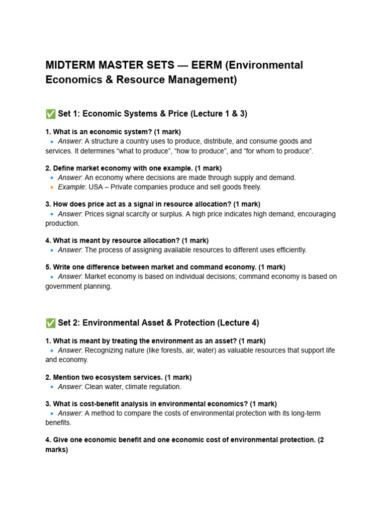 EERM Midterm Study Guide: Key Concepts | PDF | Balance Sheet | Economies