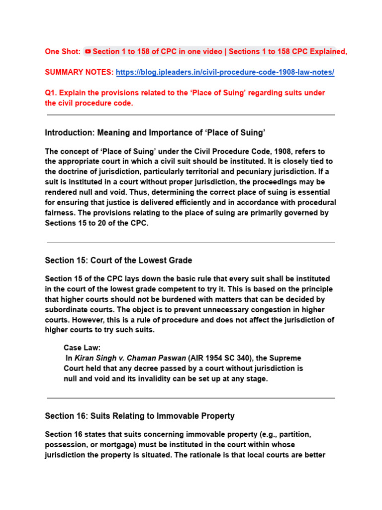 Civil Procedure Code-I-1 | PDF | Lawsuit | Judgment (Law)