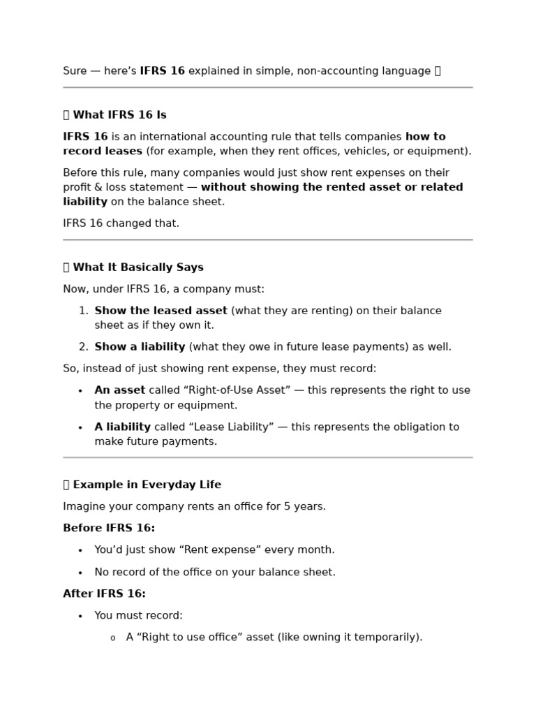 Understanding IFRS 16 Leases Simplified | PDF