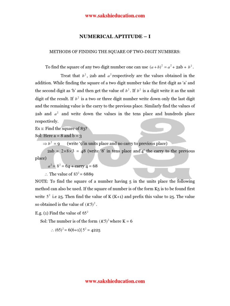 Numerical Aptitude I | PDF | Discrete Mathematics | Mathematical Notation