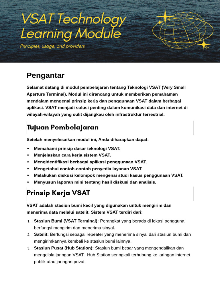 Panduan Teknologi VSAT untuk Pembelajaran | PDF