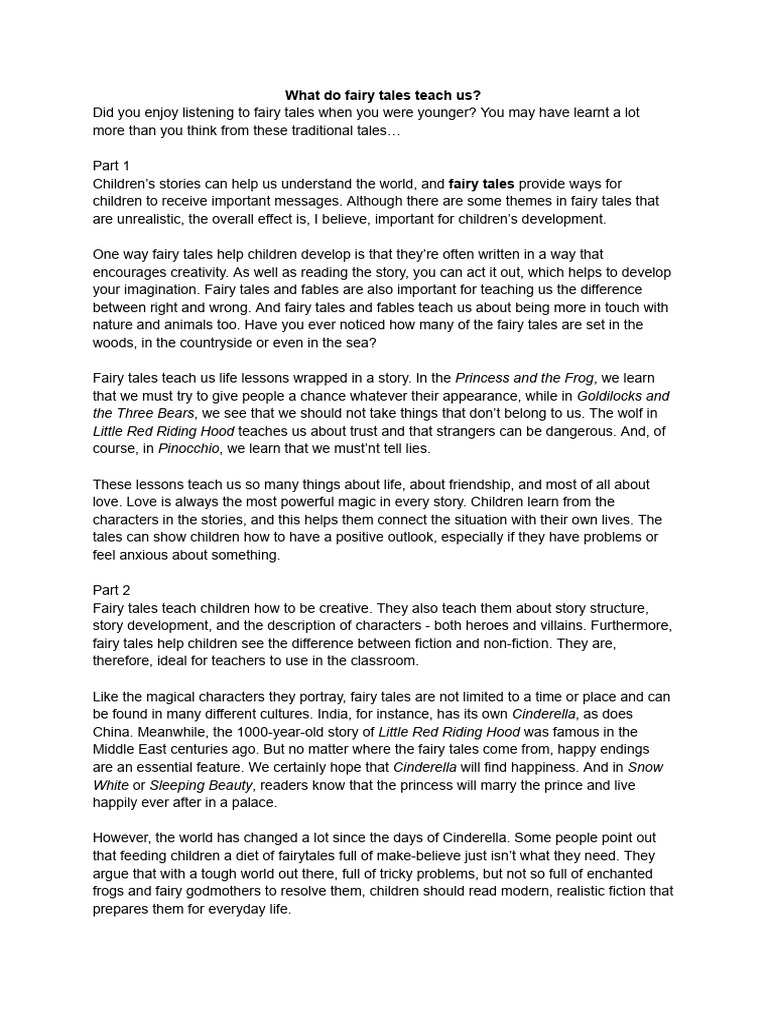 Lessons from Fairy Tales | PDF | Fairy Tales | Goldilocks And The Three ...