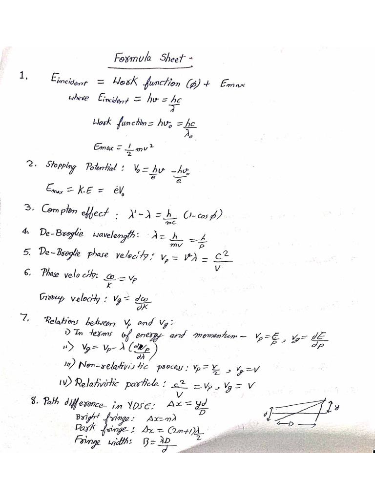Formula Sheet Lm-1 | PDF