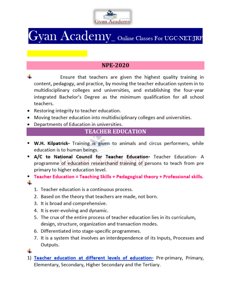 Unit 4 - Teacher Education | PDF | Learning Styles | Pedagogy