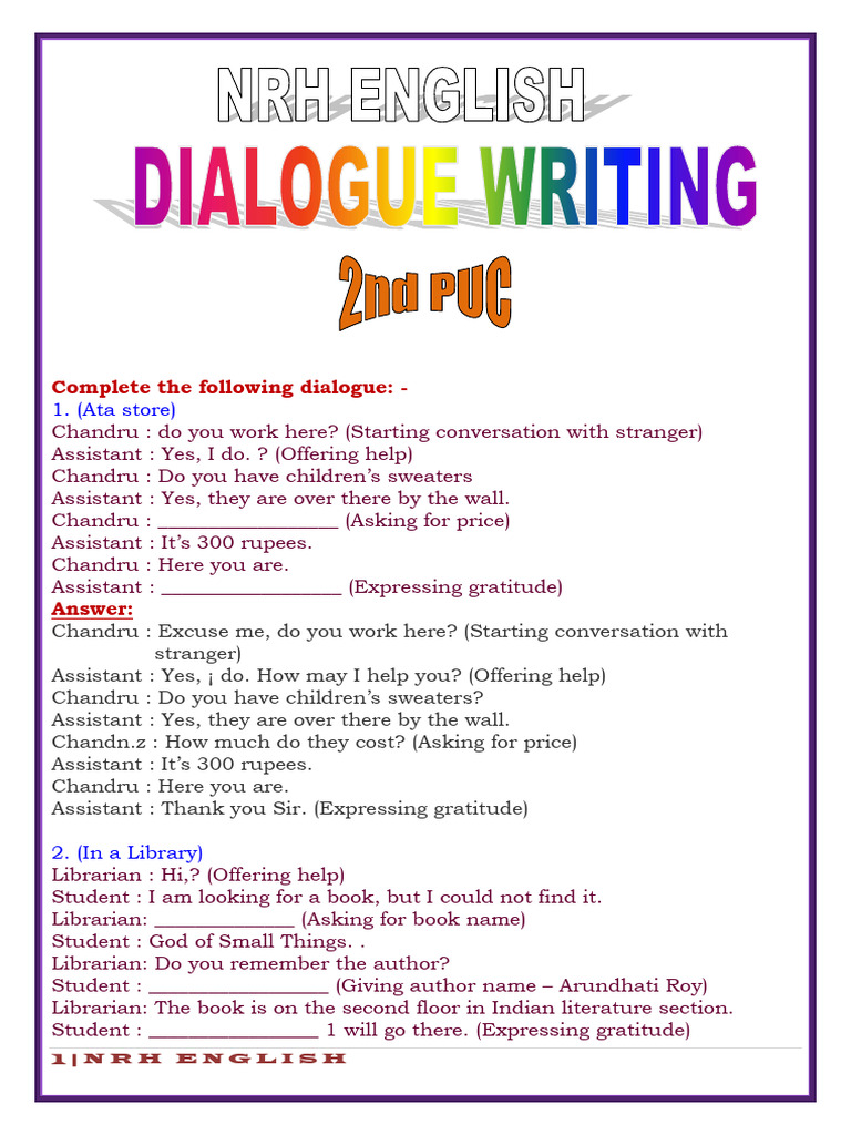 Dialogue Completion Exercises | PDF