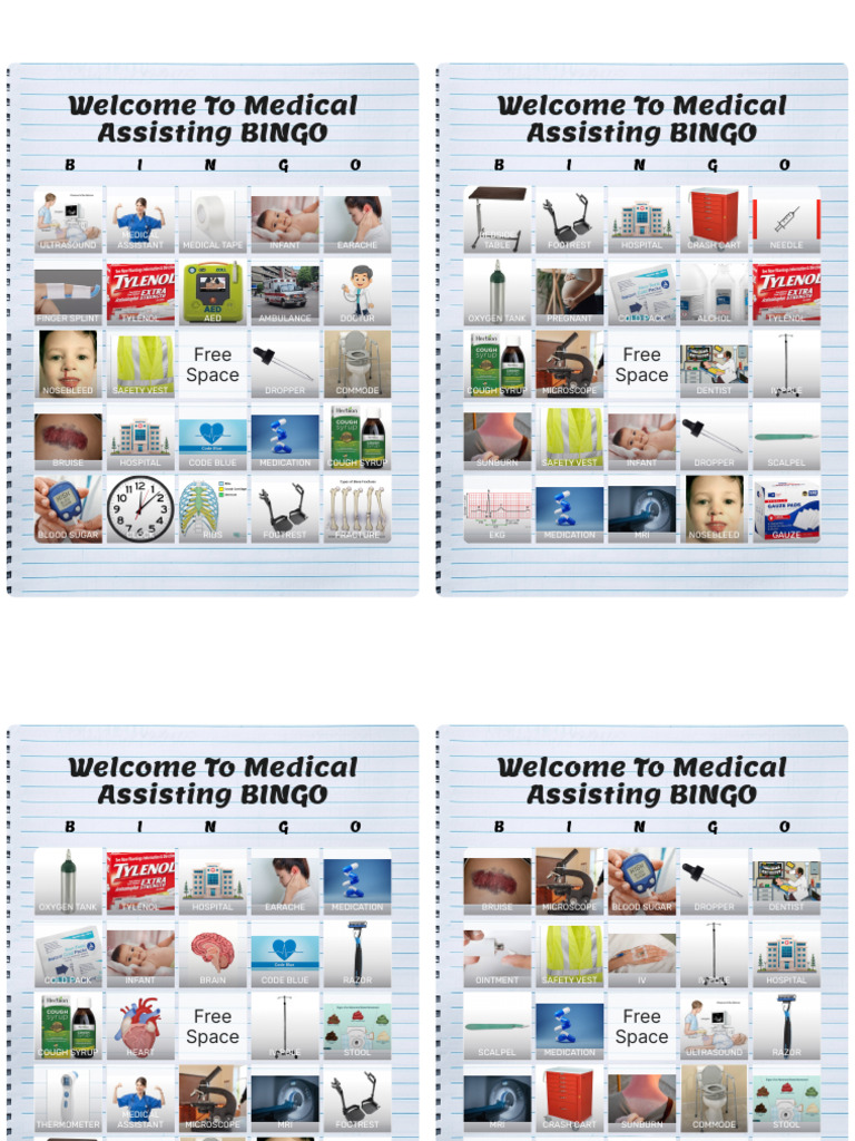 Welcome To Medical Assisting BINGO CARDS 61-120 | PDF | Medical Specialties
