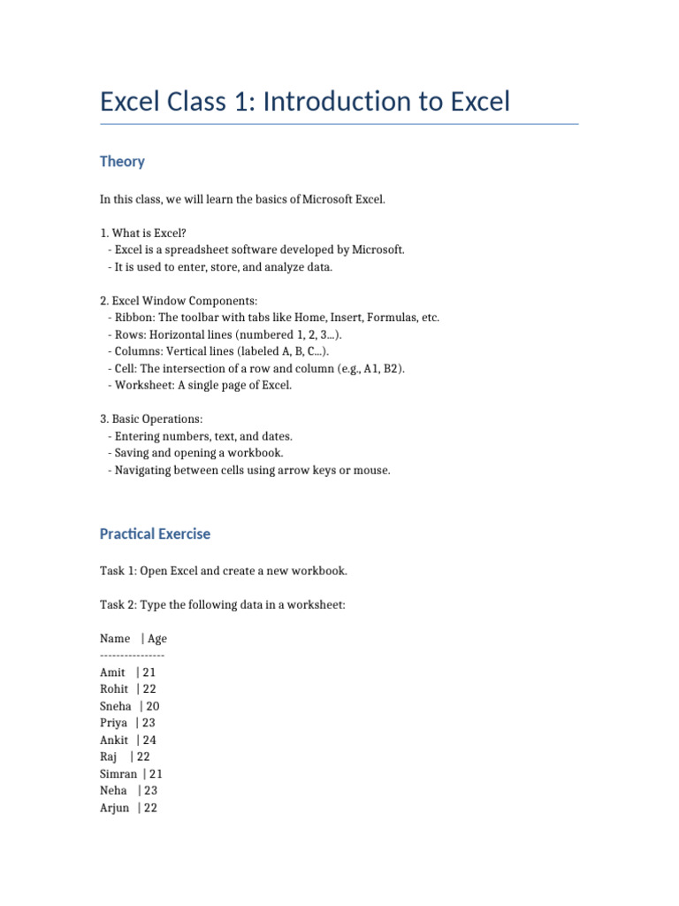 Excel Basics: Introduction to Excel | PDF