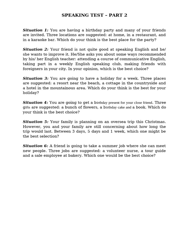 Speaking Part 2 | PDF