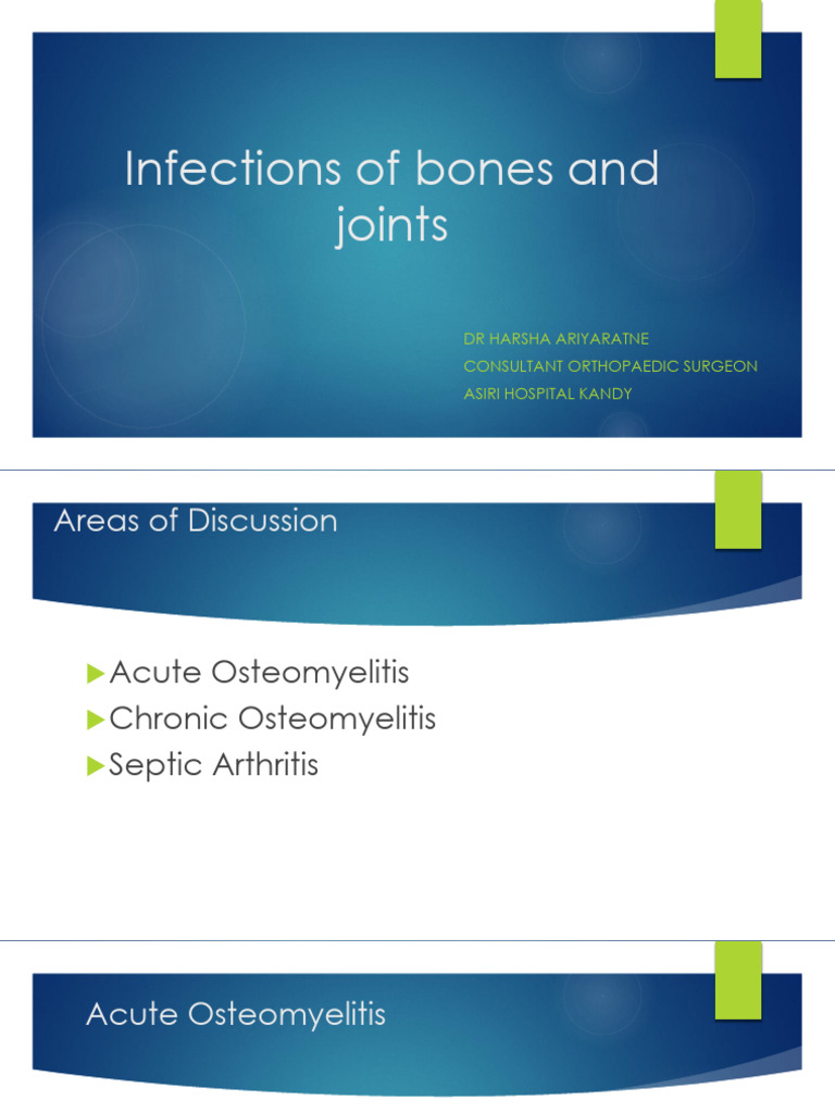 Bone and Joint Infections Overview | PDF | Human Diseases And Disorders ...