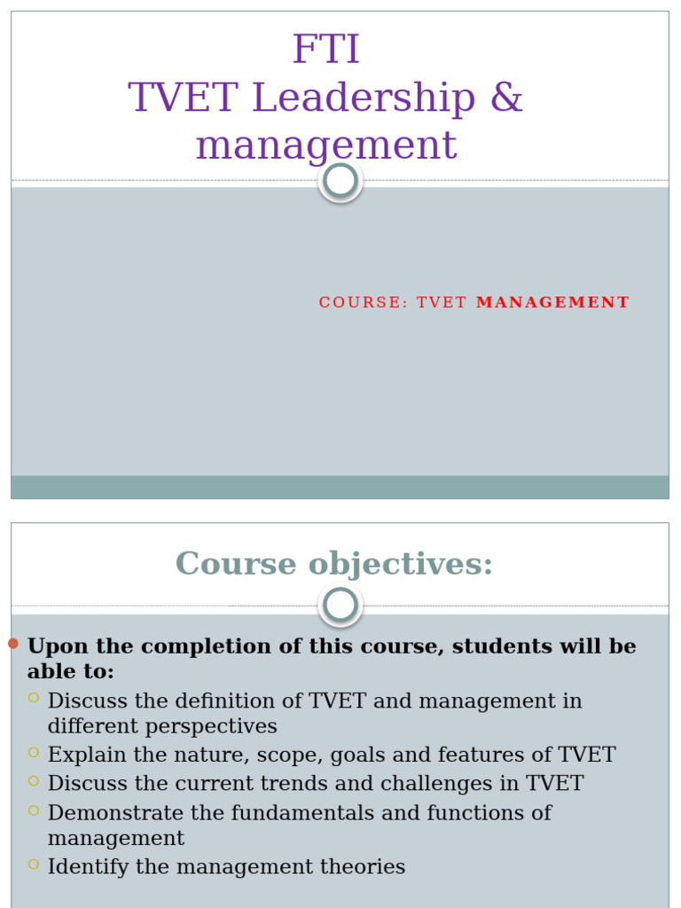 TVET Management R | PDF | Vocational Education | System