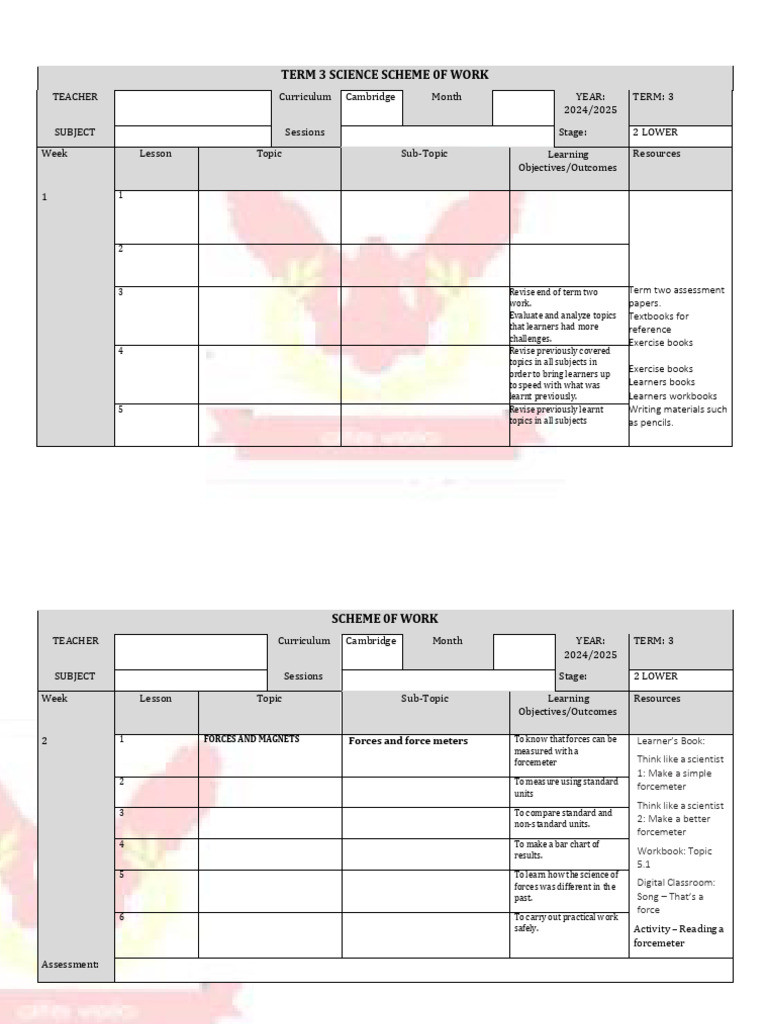 Term 3 Science Scheme 0f Work | PDF | Educational Assessment | Curriculum