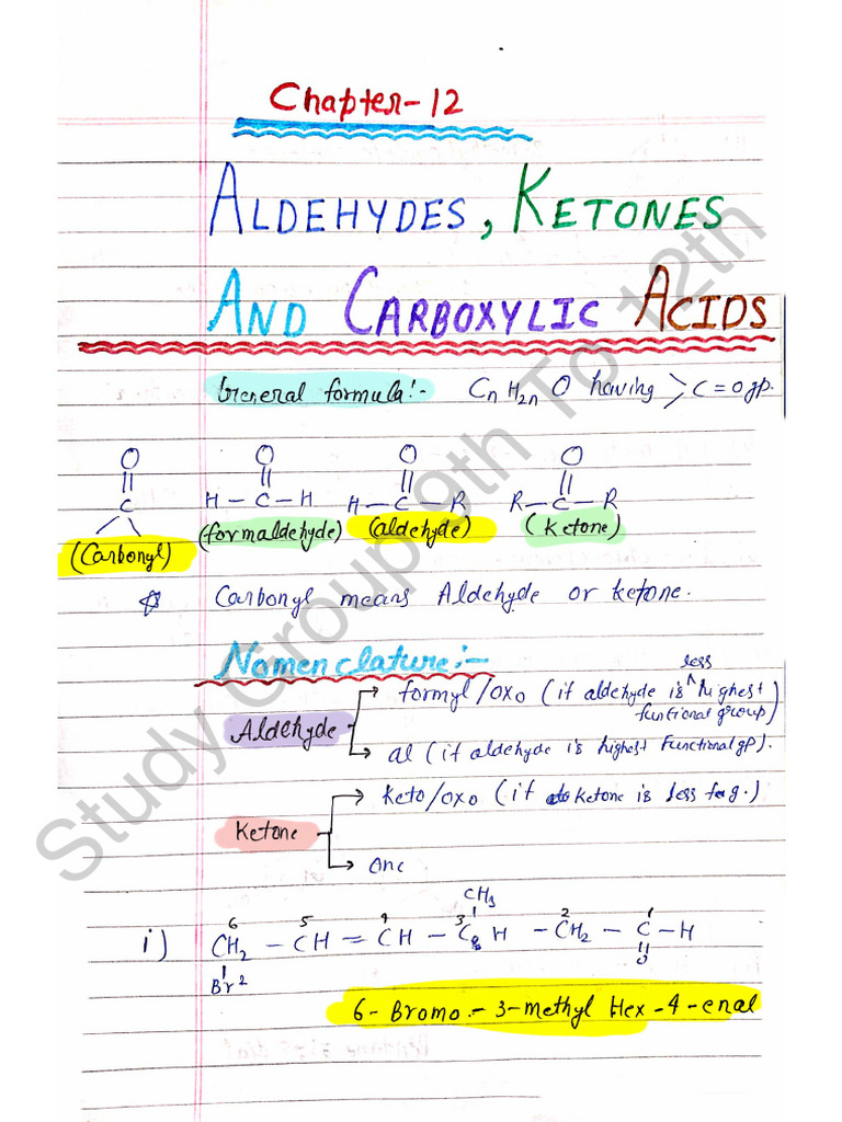 Chapter 12 ALDEHYDES, KETONES & CARBOXYLIC ACID Class 12 Chemistry ...