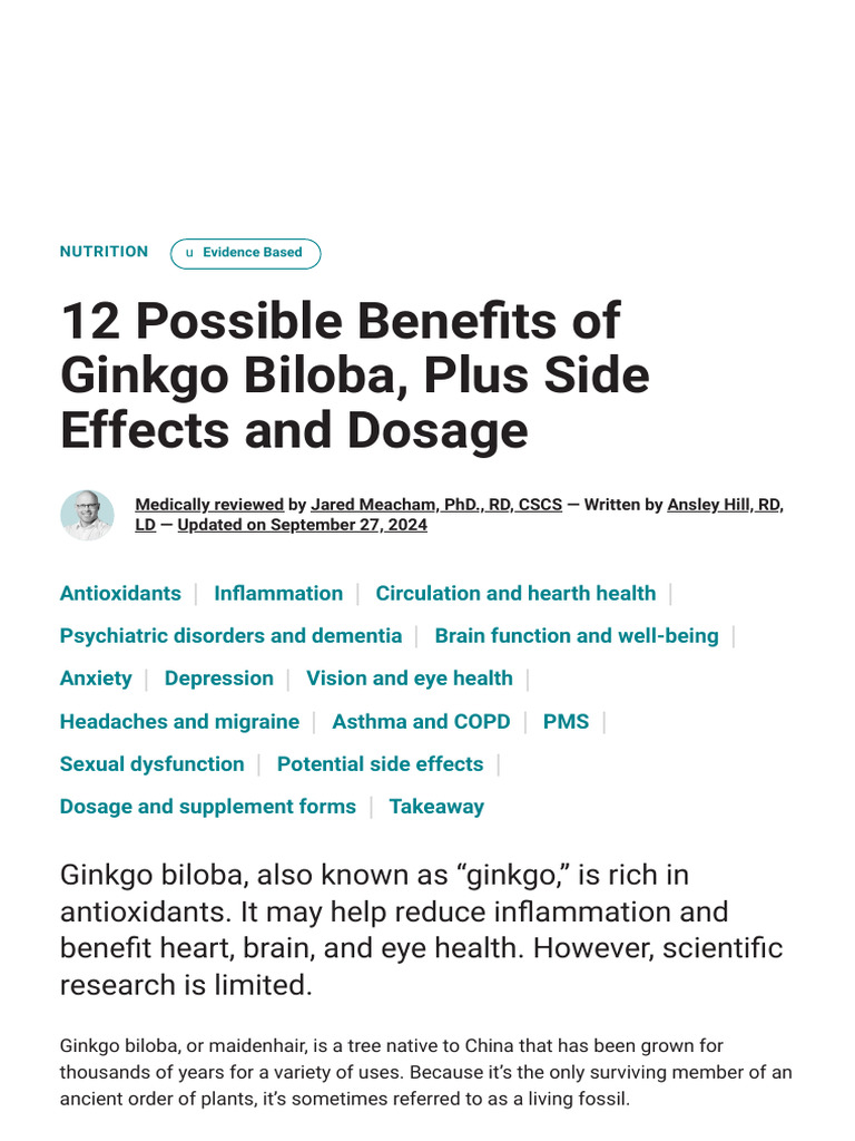 12 Possible Benefits of Ginkgo Biloba, Plus Side Effects and Dosage ...
