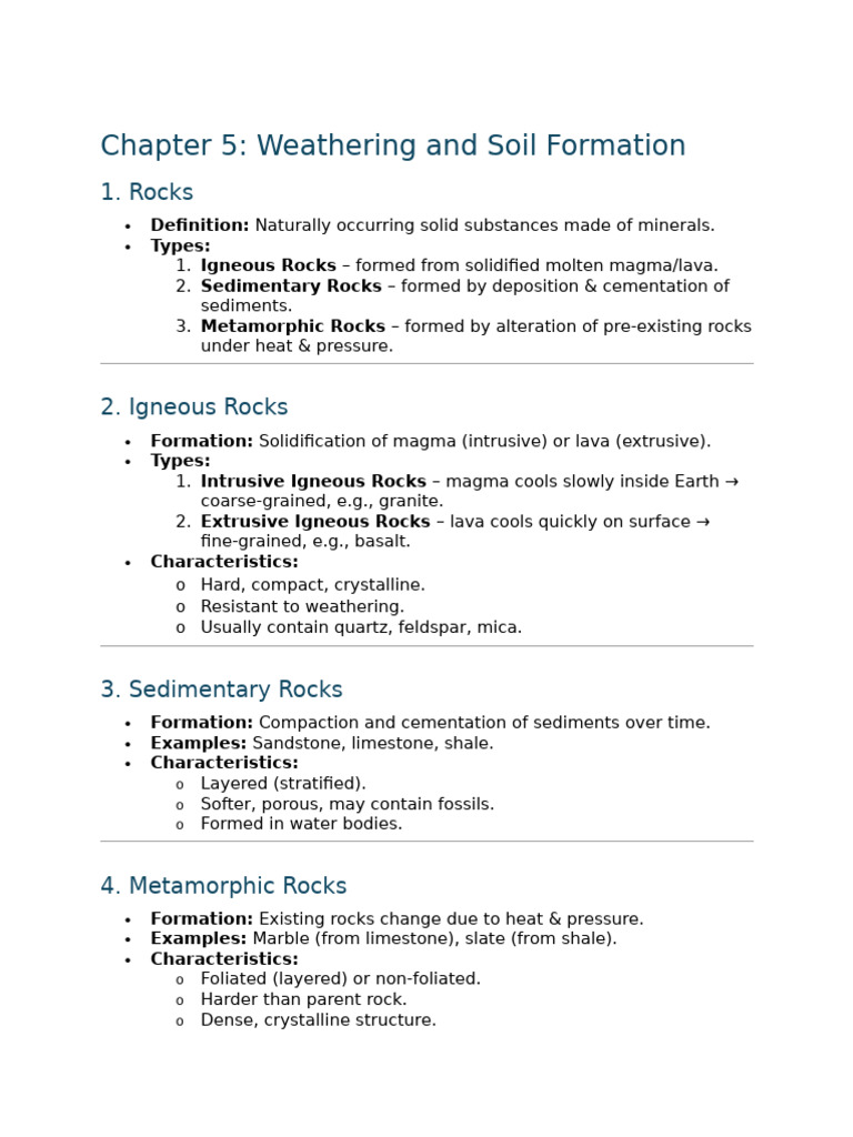 Weathering and Soil Formation Explained | PDF | Weathering | Rock (Geology)