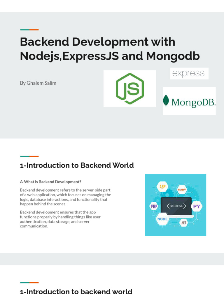 Backend Development With Nodejs ExpressJS and Mongodb | PDF ...