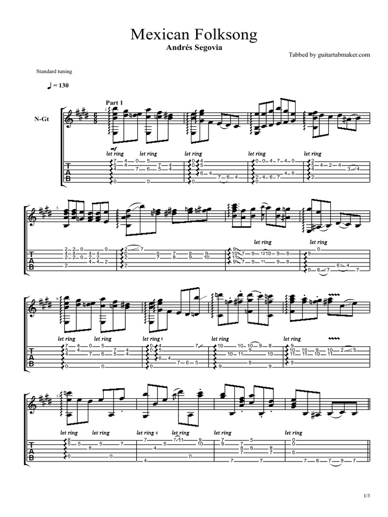 Mexican Folksong - Segovia | PDF