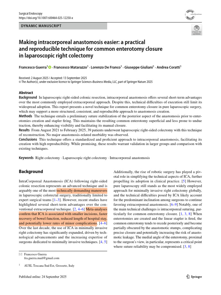 Making intracorporeal anastomosis easier a practical and reproducible ...