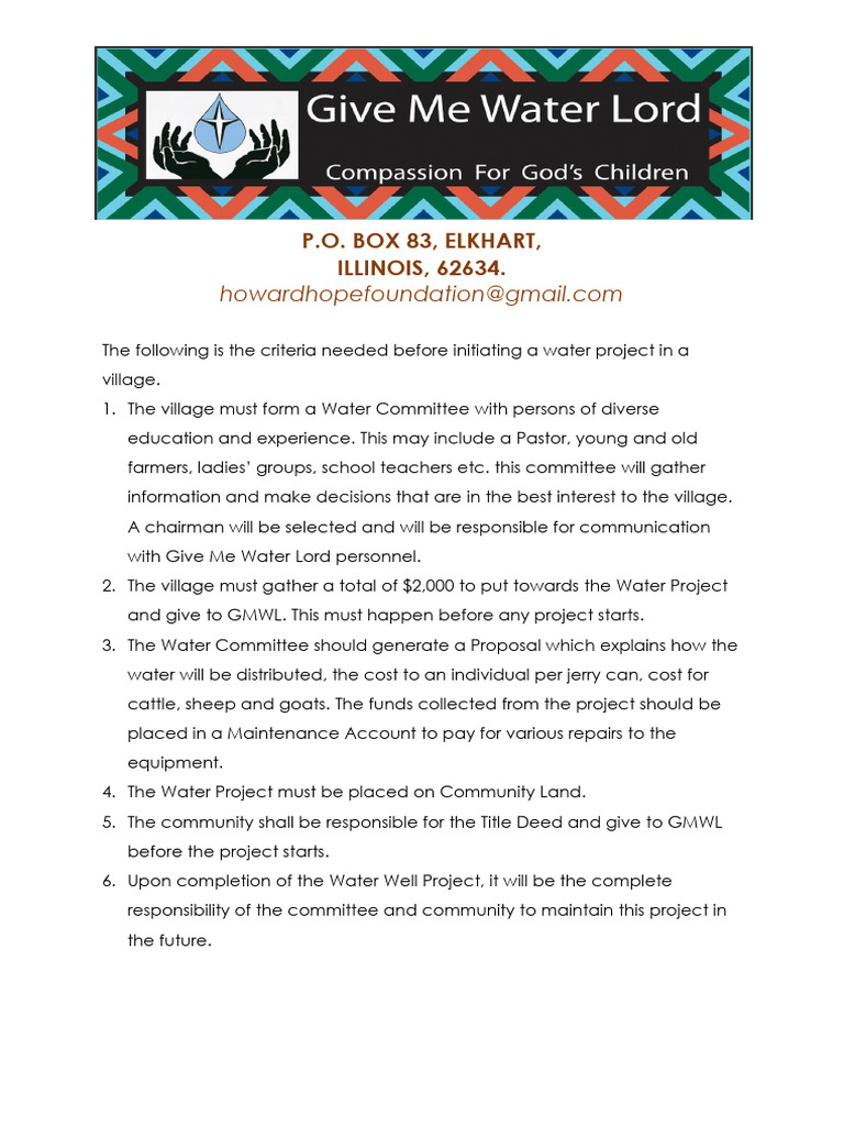 Water Project Guidelines for Villages | PDF