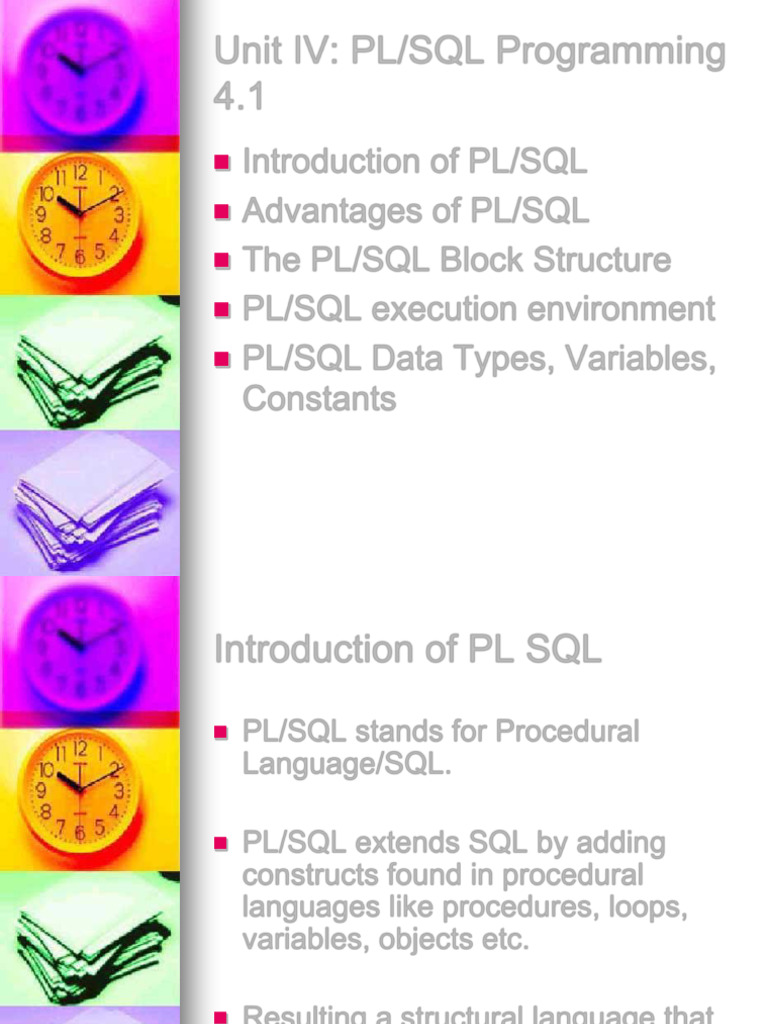 Unit 4.1 - DMS - Intro. To PL-SQL | PDF | Pl/Sql | Programming Paradigms